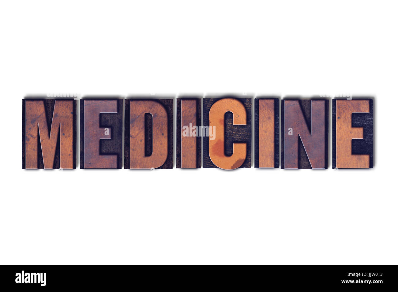 The word Medicine concept and theme written in vintage wooden ...