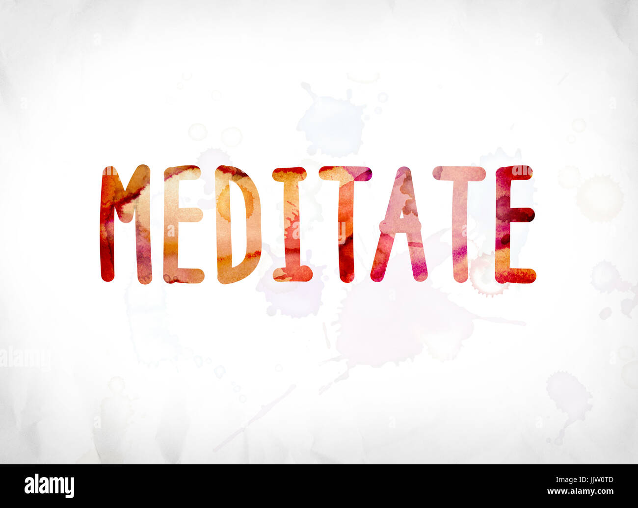 The word Meditate concept and theme painted in colorful watercolors on ...