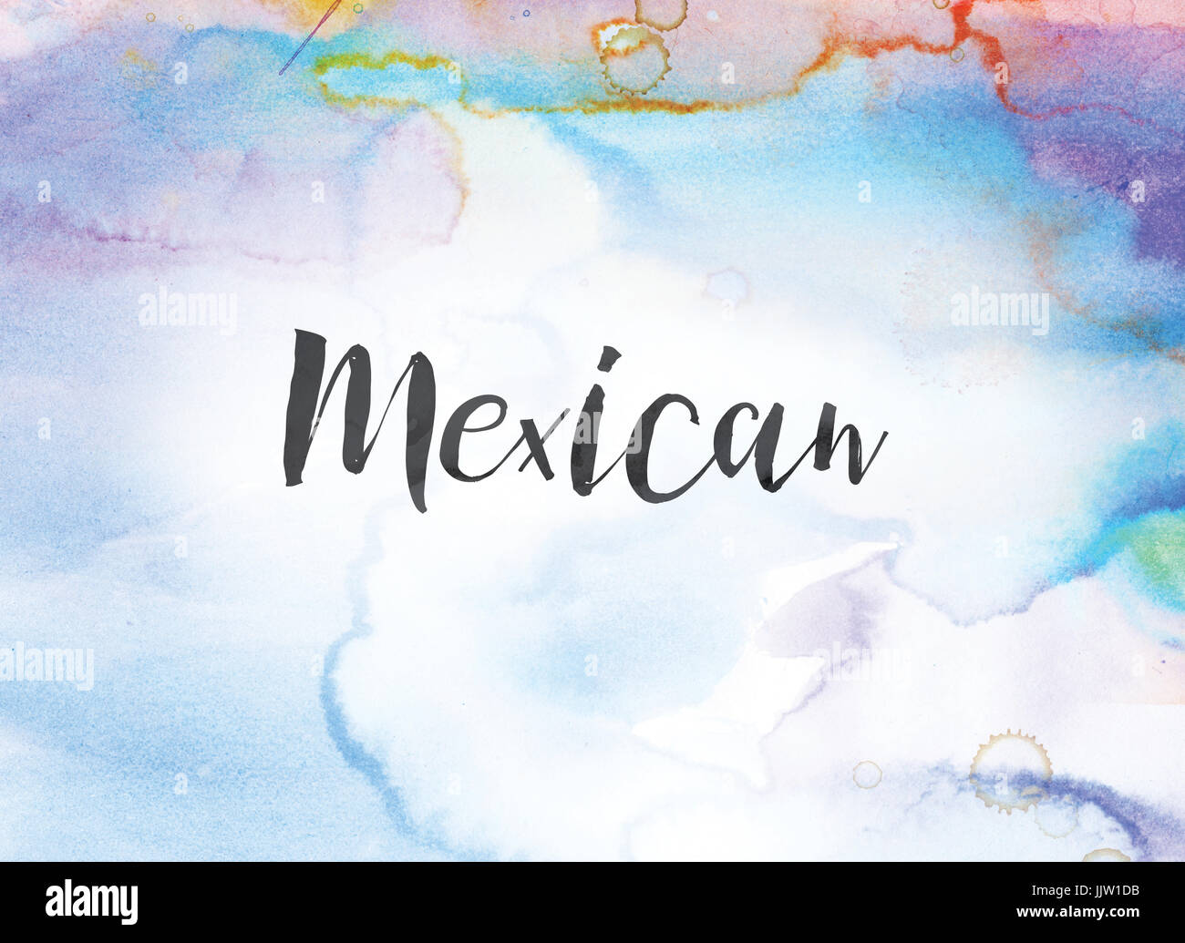 The word Mexican concept and theme written in black ink on a colorful ...