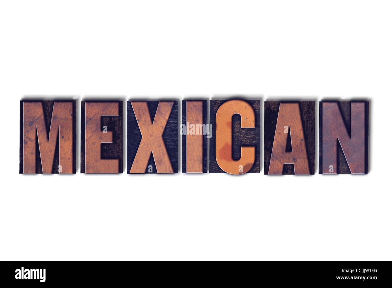The word Mexican concept and theme written in vintage wooden ...