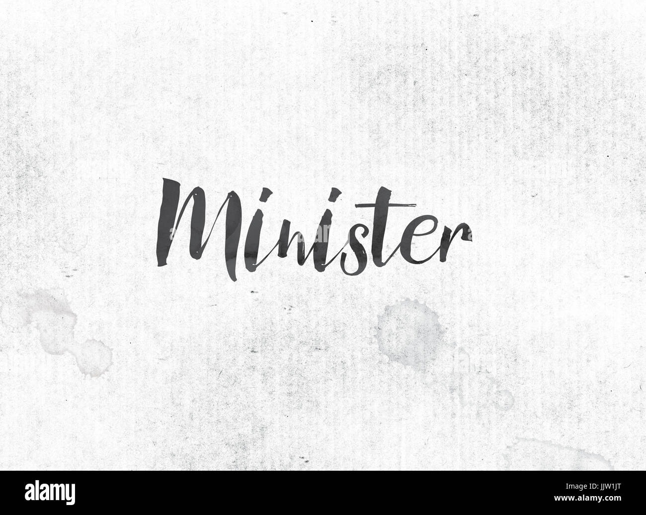 The word Minister concept and theme painted in black ink on a ...