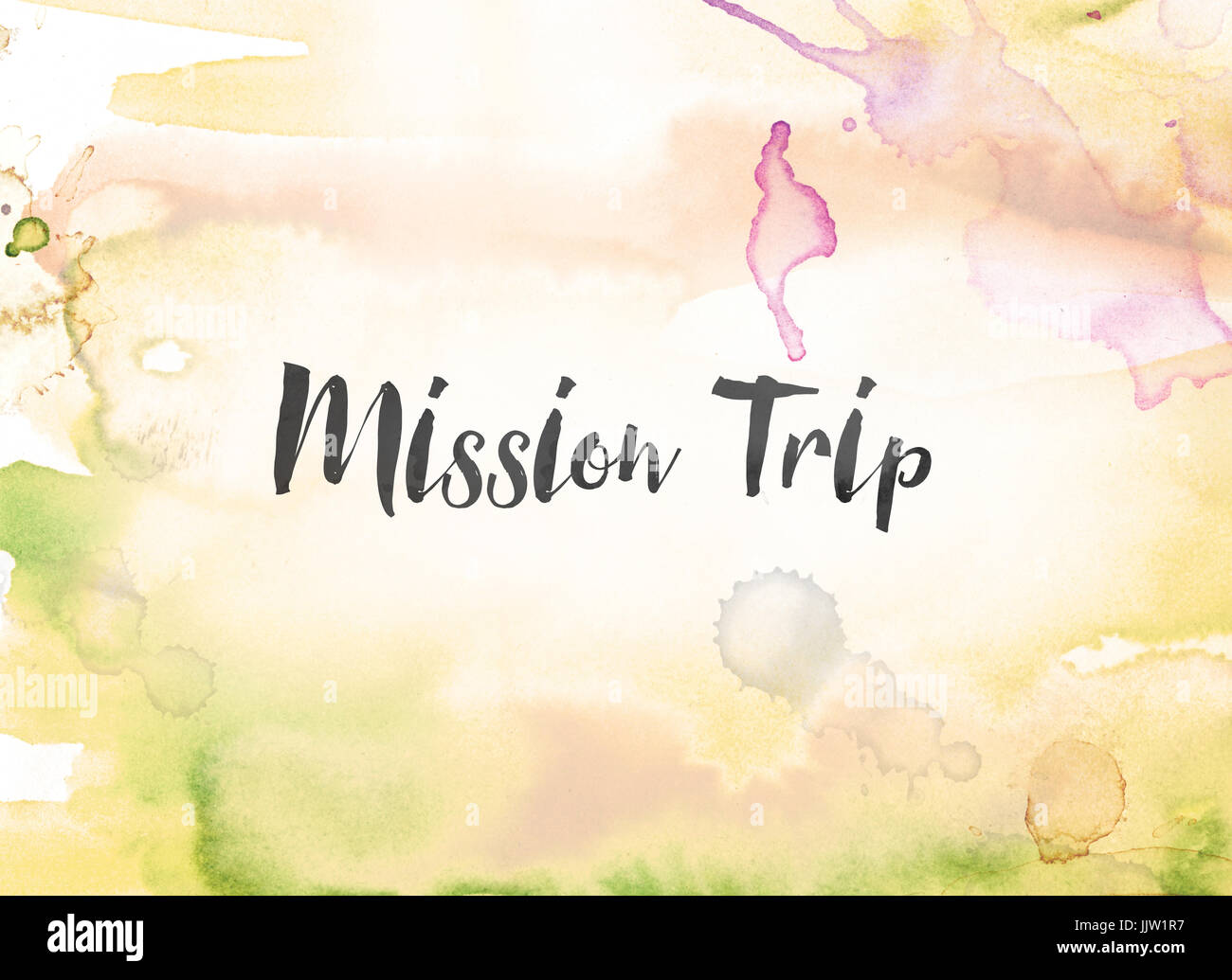 The words Mission Trip concept and theme written in black ink on a ...