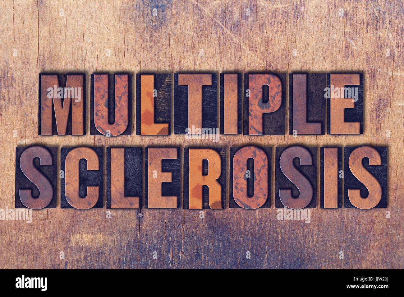 The words Multiple Sclerosis concept and theme written in vintage ...