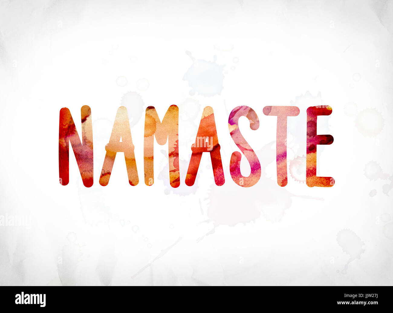 The word Namaste concept and theme painted in colorful watercolors on a ...