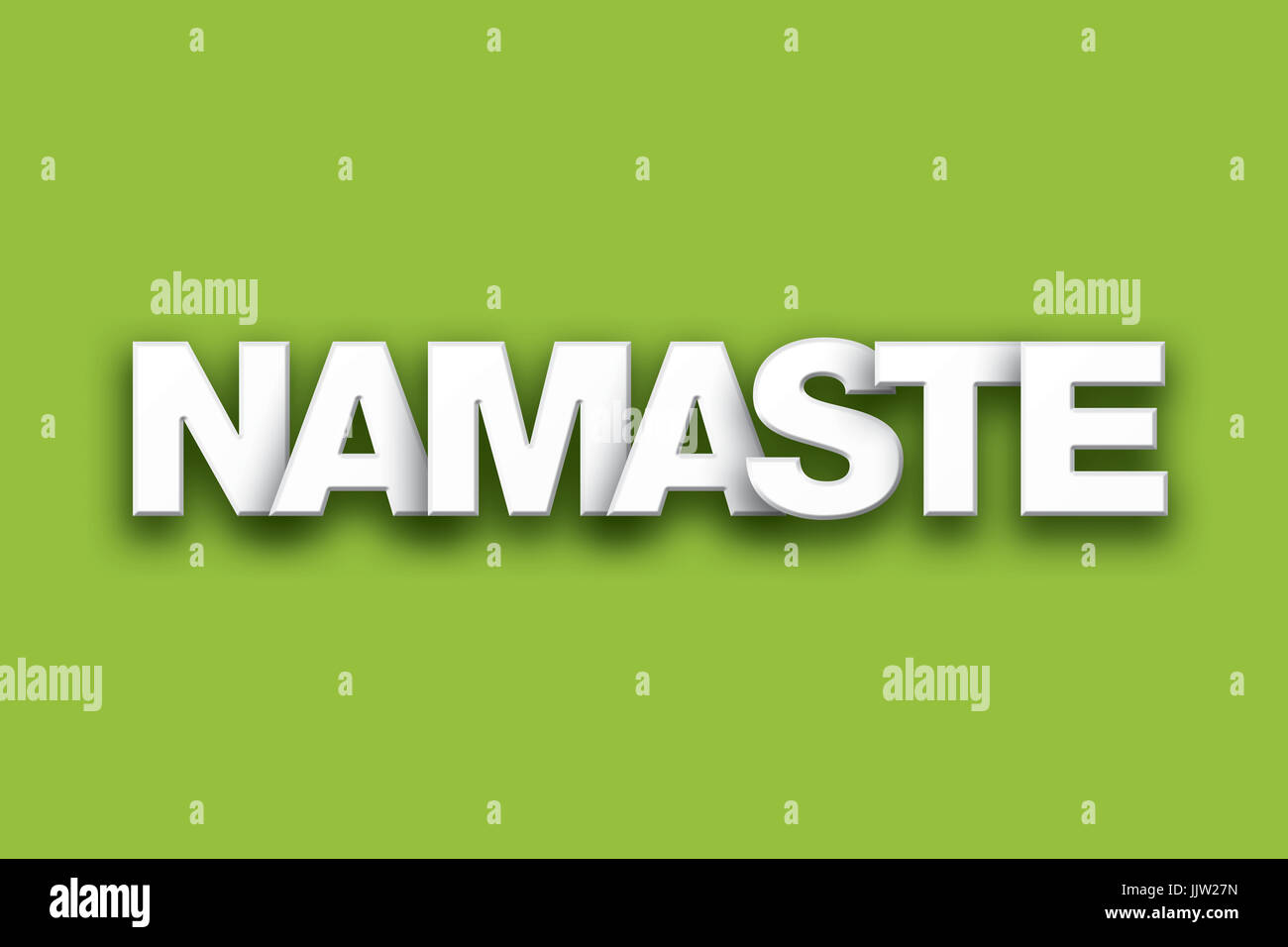 The word namaste concept written in white type on a colorful background ...