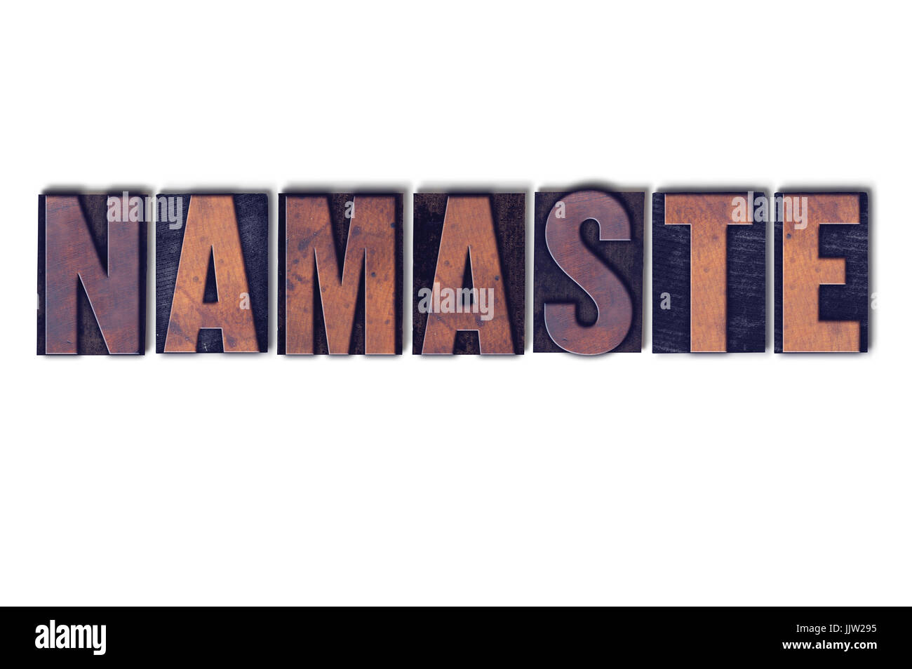 The word Namaste concept and theme written in vintage wooden ...