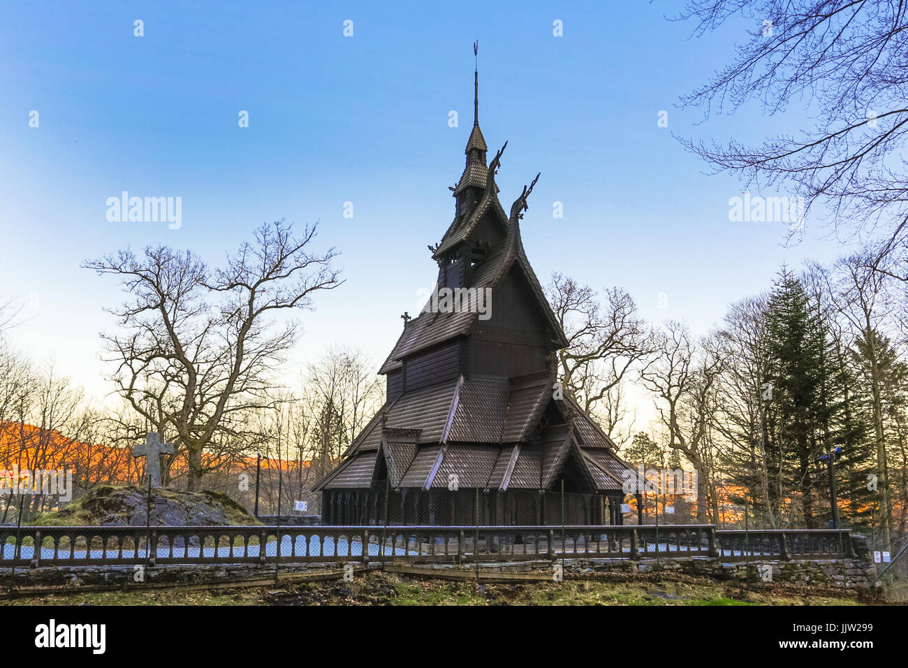 Fantoft Stave kirke (church). Bergen, Norway Stock Photo - Alamy