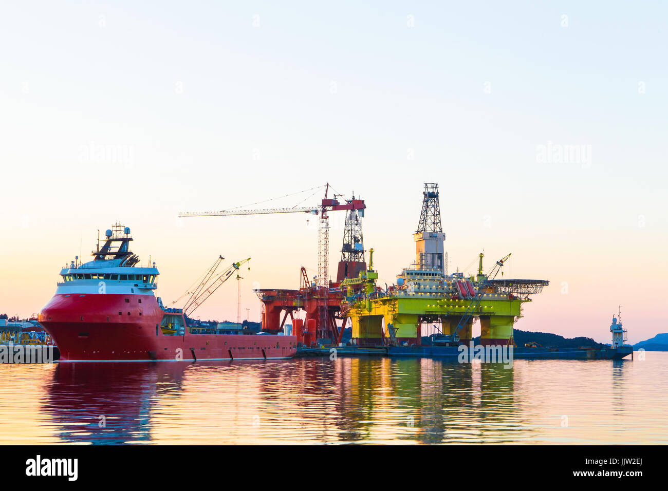 Oil platforms under maintenance near Bergen, Norway Stock Photo - Alamy
