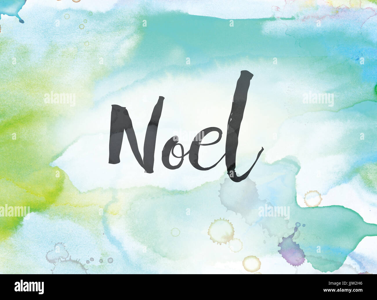 The word Noel concept and theme written in black ink on a colorful ...