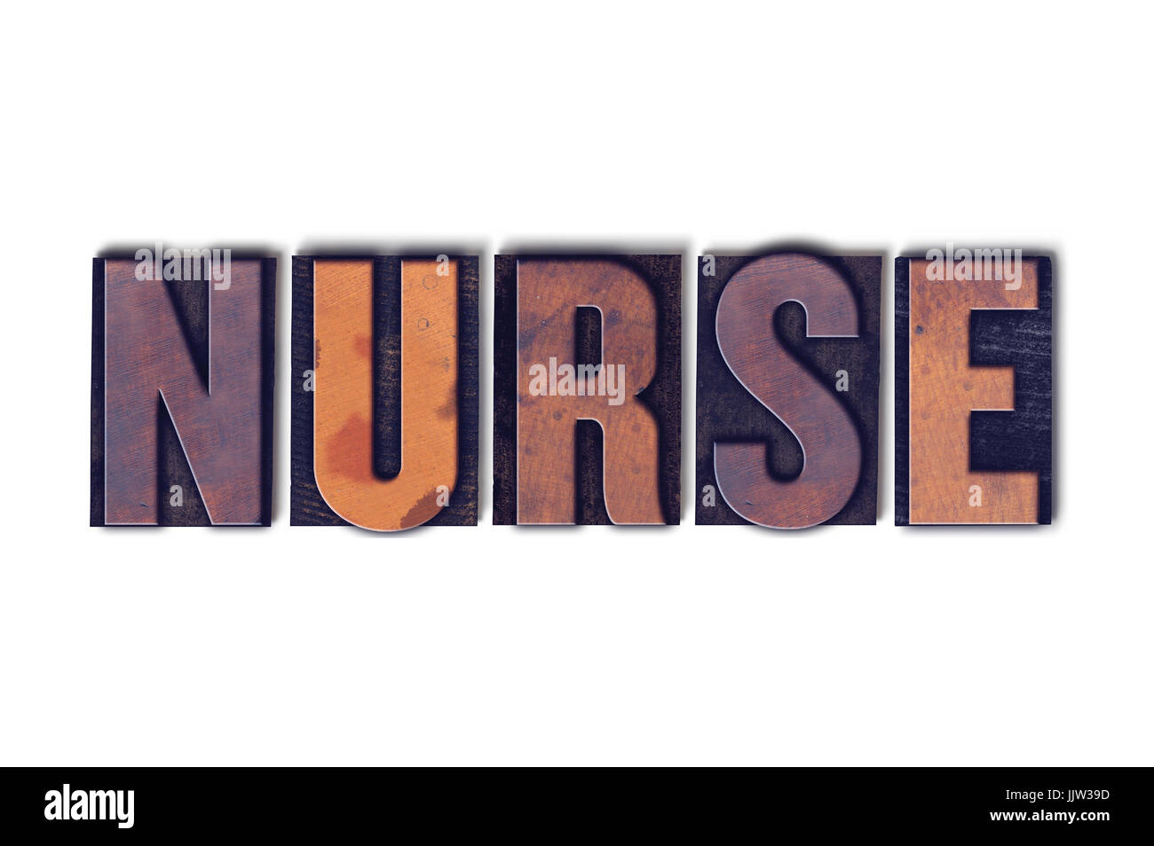 The word Nurse concept and theme written in vintage wooden letterpress ...