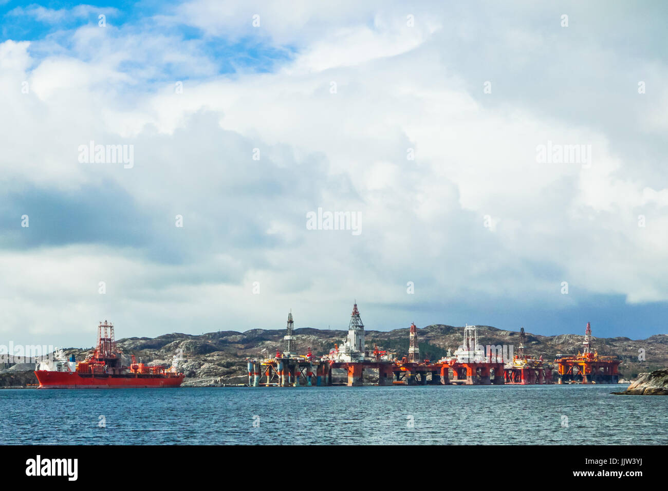 Oil platforms under maintenance near Bergen, Norway Stock Photo - Alamy