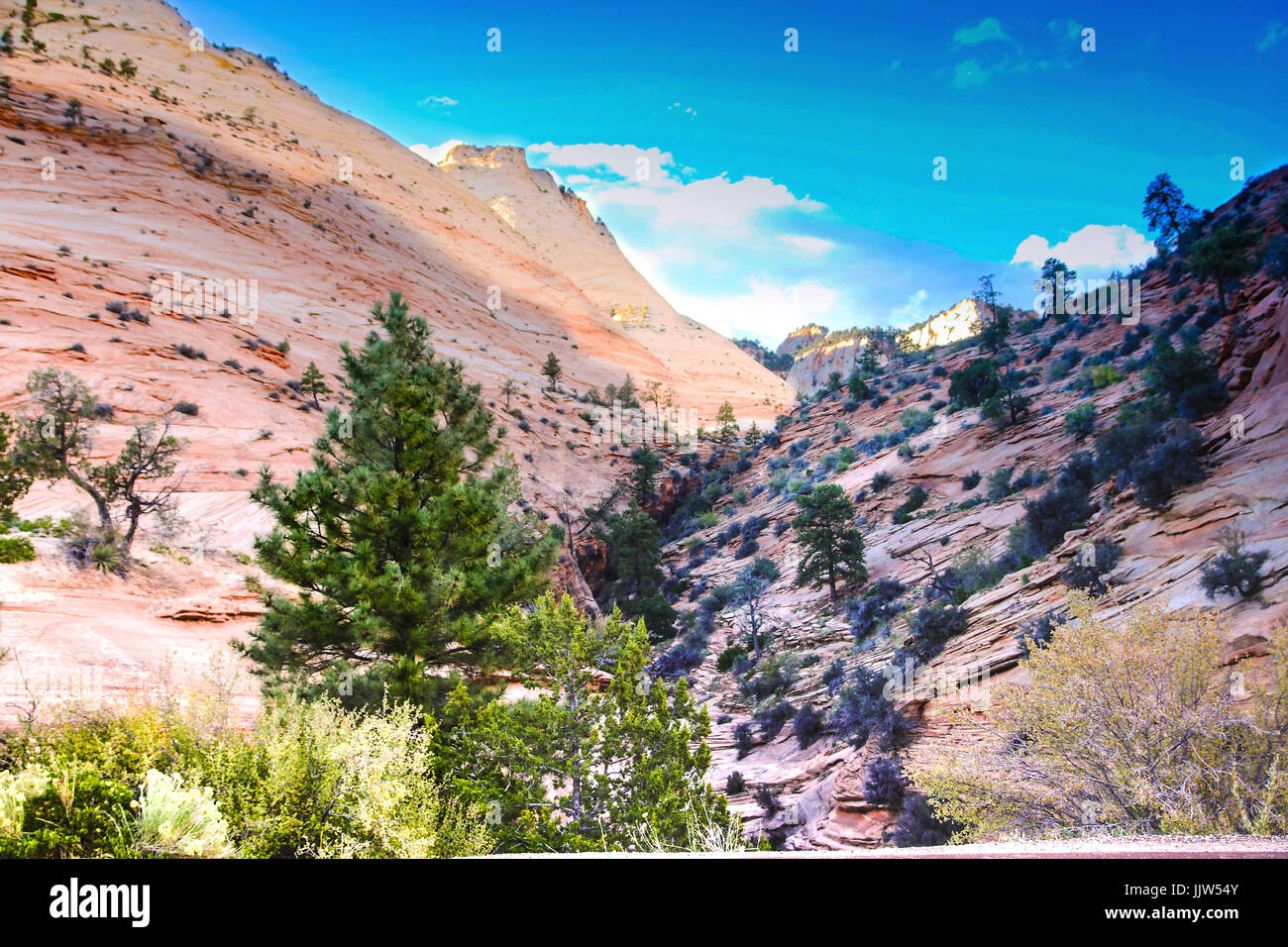 Pink Cliffs of Zion Stock Photo - Alamy