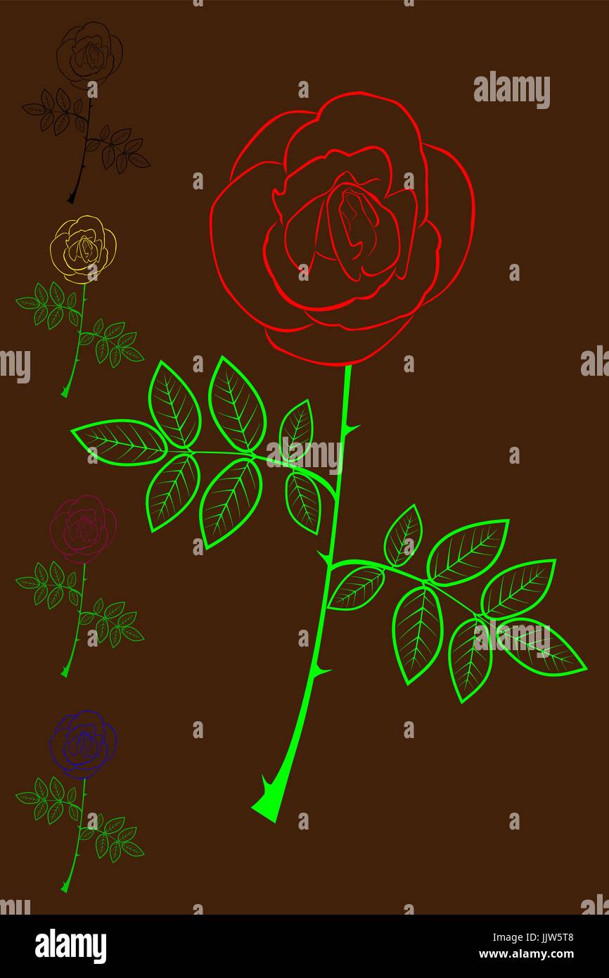 Rose vector illustration color set Stock Vector Image & Art - Alamy