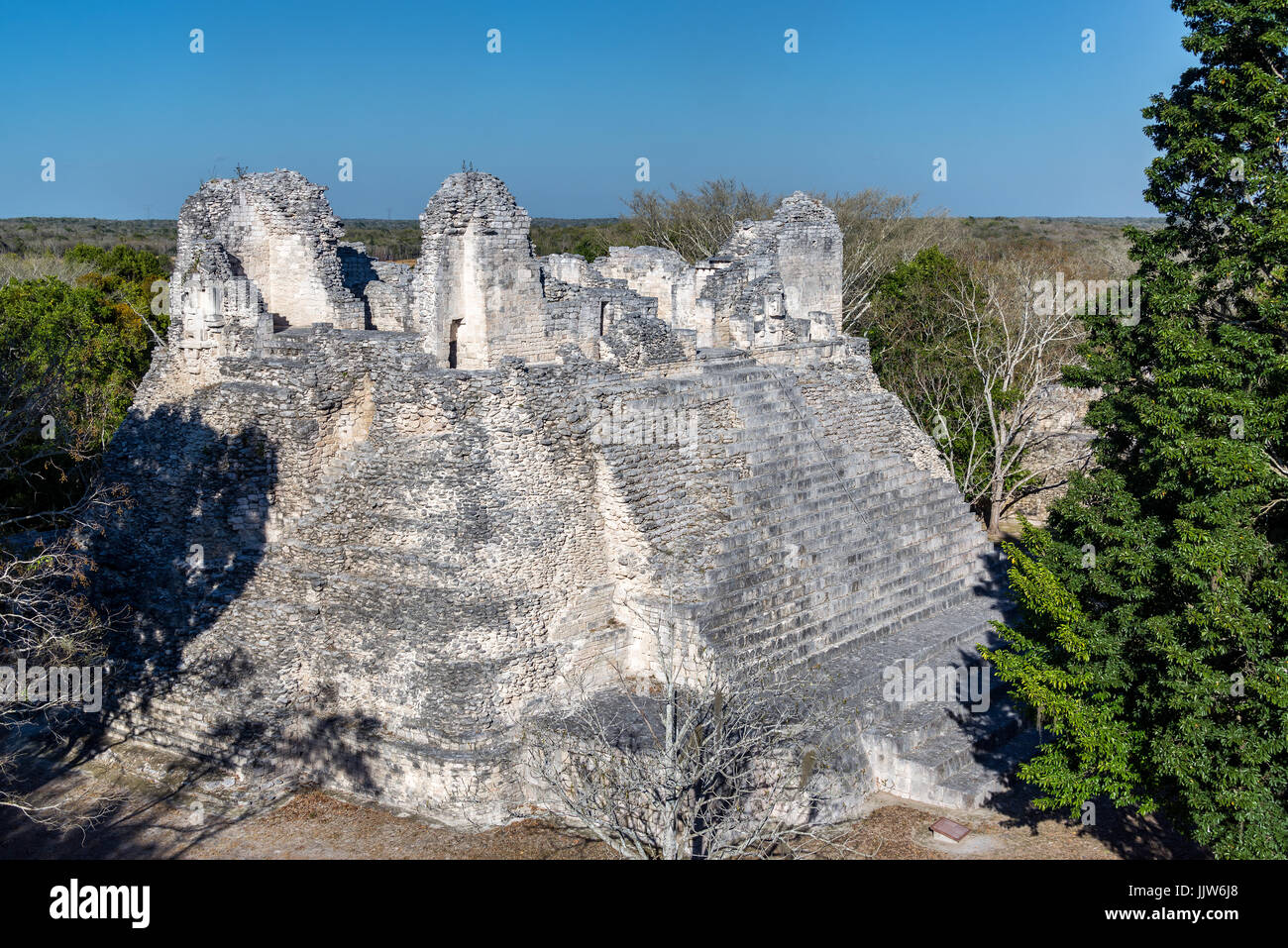 Beautiful Mayan temple in the historic ruins of Becan, Mexico Stock ...