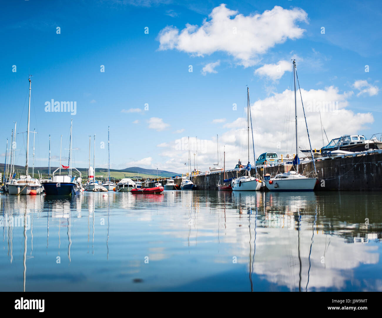Boats moored at Port St Mary Harbour Stock Photo - Alamy