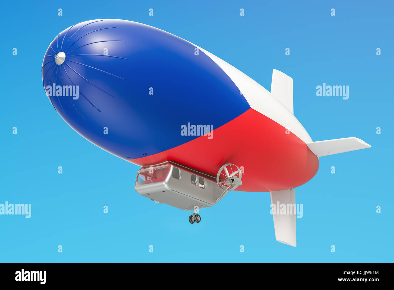 Airship or dirigible balloon with Czech Republic flag, 3D rendering ...