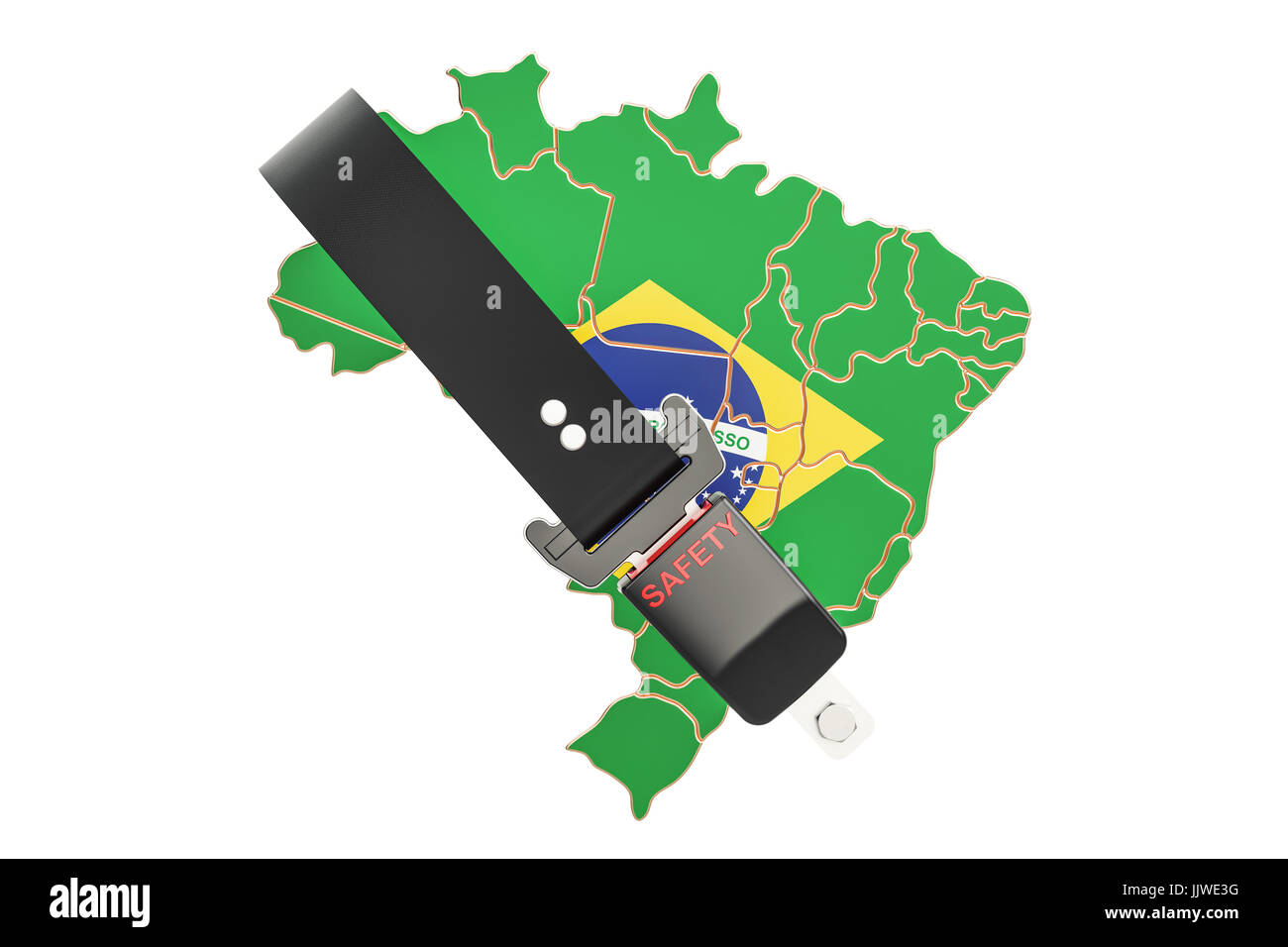 Brazilian map with safety belt. Security and protect or insurance ...