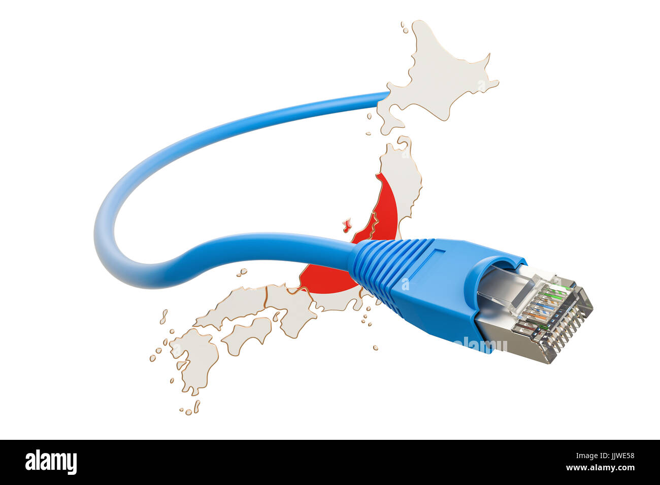 Internet connection in Japan concept. 3D rendering isolated on white ...