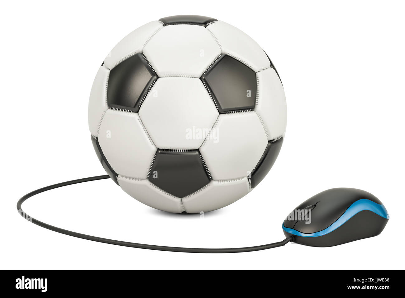 Soccer ball with computer mouse, 3D rendering isolated on white ...