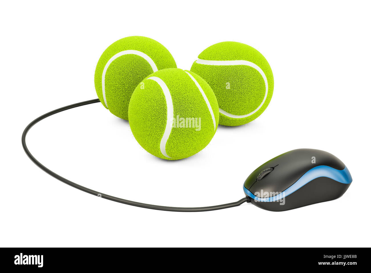 Tennis ball with computer mouse, 3D rendering isolated on white ...