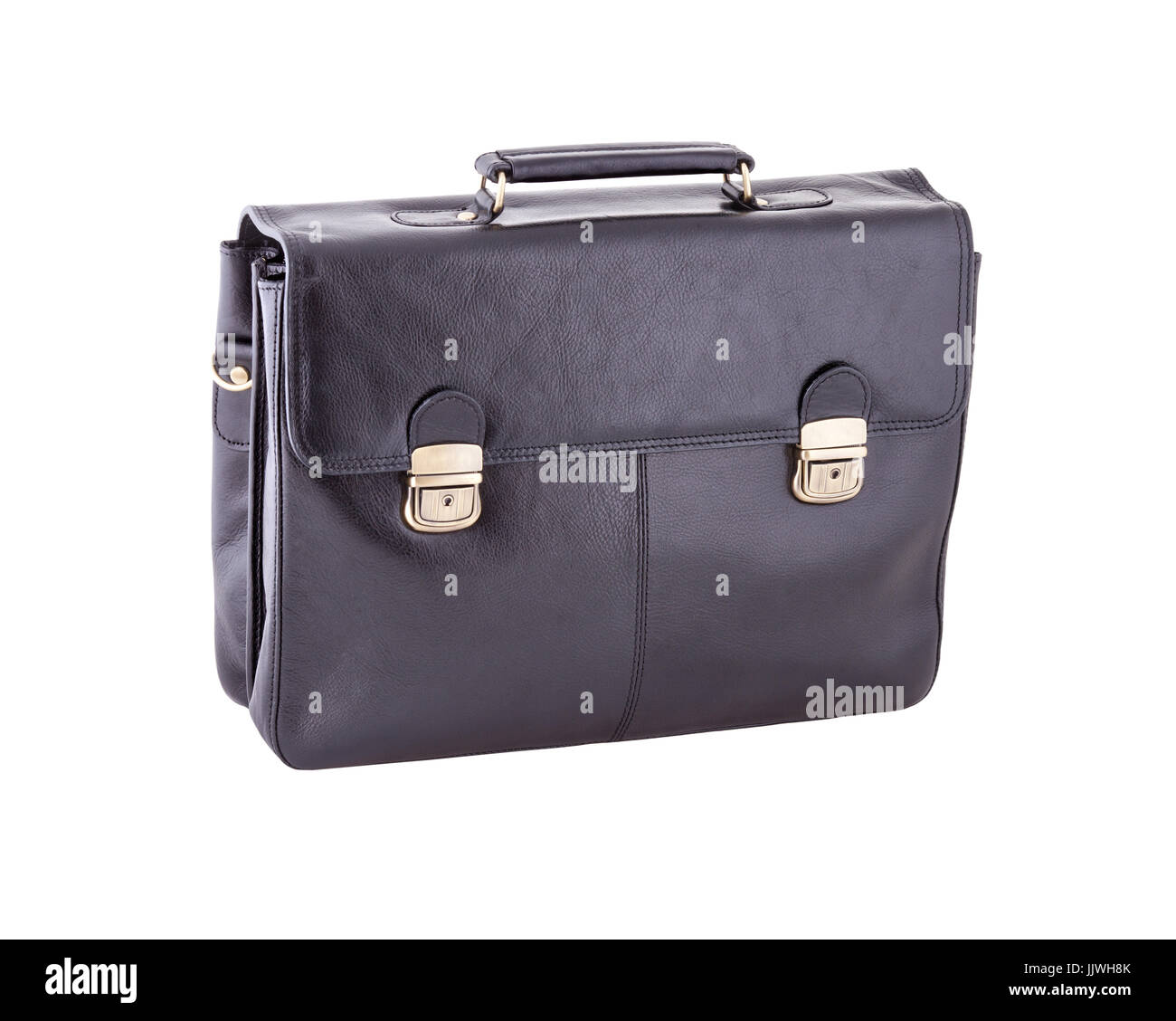 Black leather briefcase isolated on white background Stock Photo - Alamy