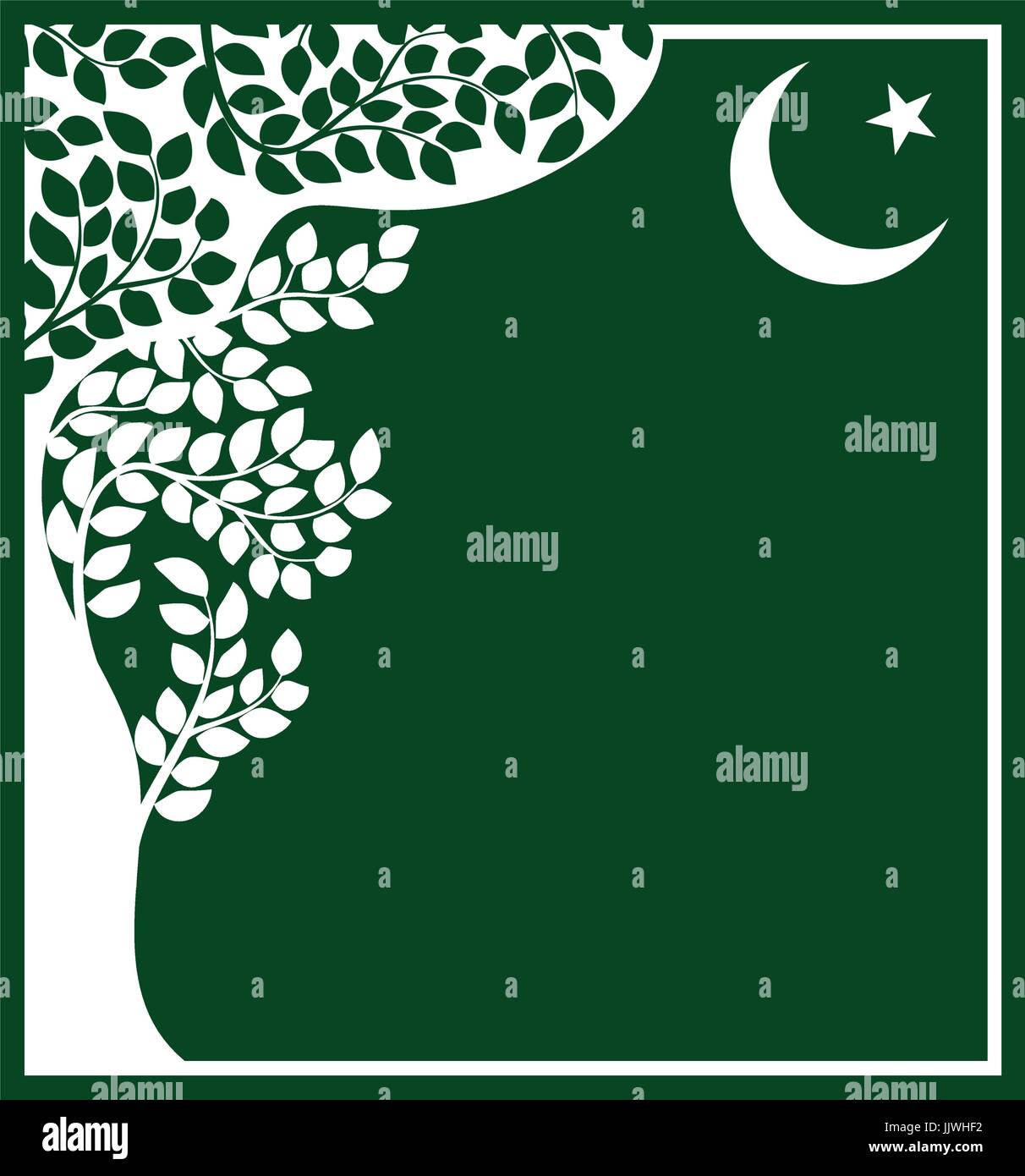 Floral ornament in oriental style, green leaves and branches greeting ...