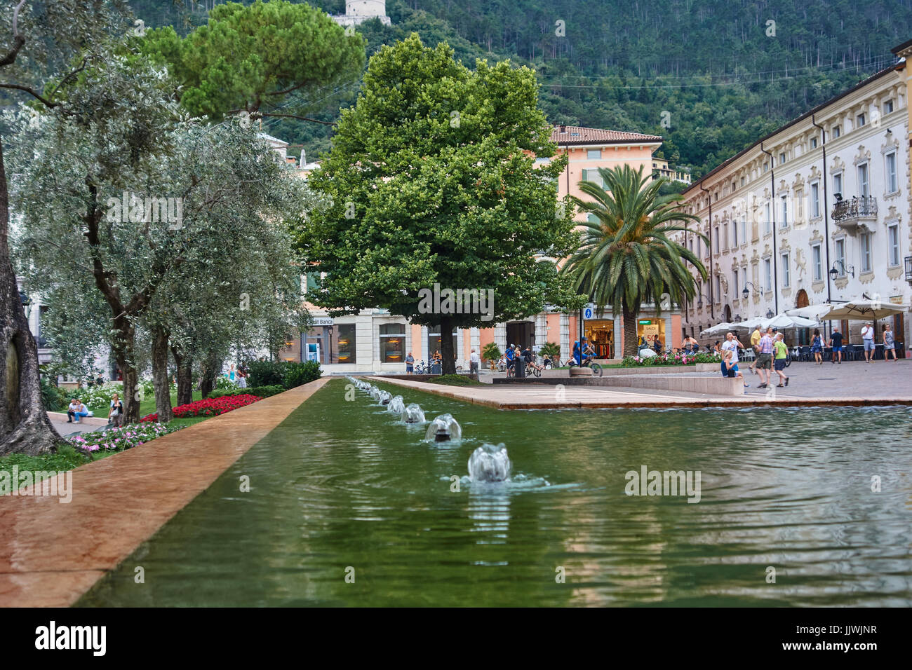 Water feature. Old town Riva del Garda. Lake Garda. Italy Stock Photo ...