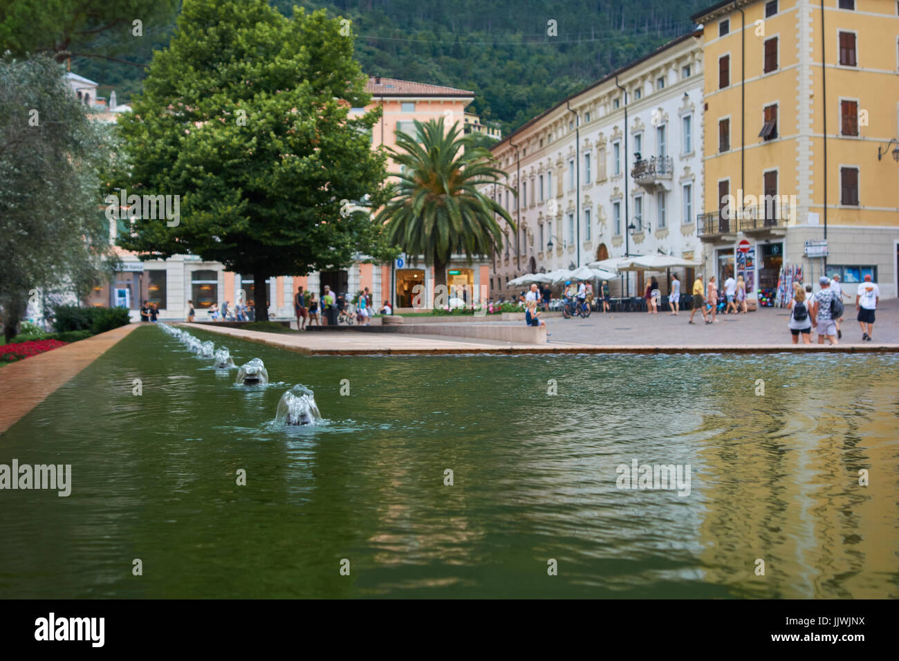 Water feature. Old town Riva del Garda. Lake Garda. Italy Stock Photo ...