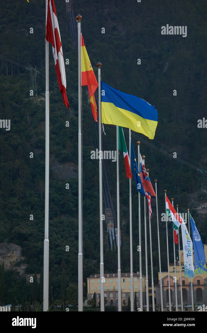 Flags flying on quayside. Riva del Garda. Lake Garda. Italy Stock Photo ...