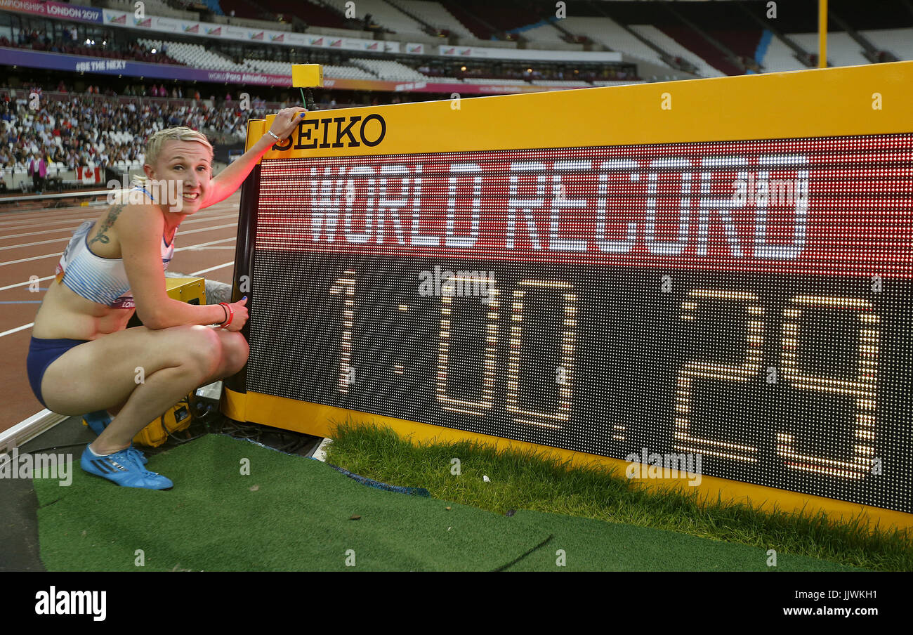 Great Britain's Georgina Hermitage sets a new world record winning the Women's 400m T37 Final ...