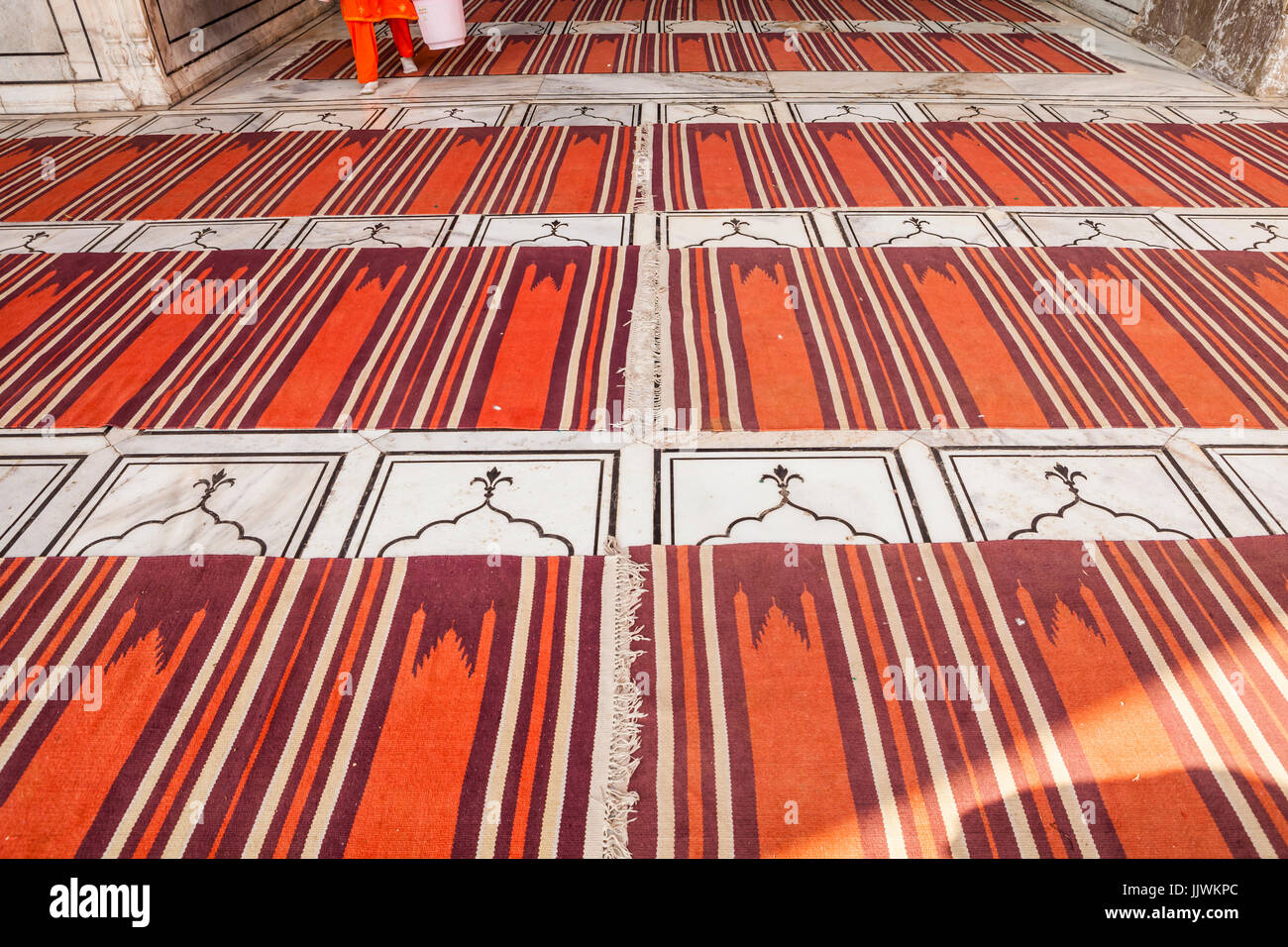 Prayer rugs inside the prayer area of Jama Masjid, one of the largest ...