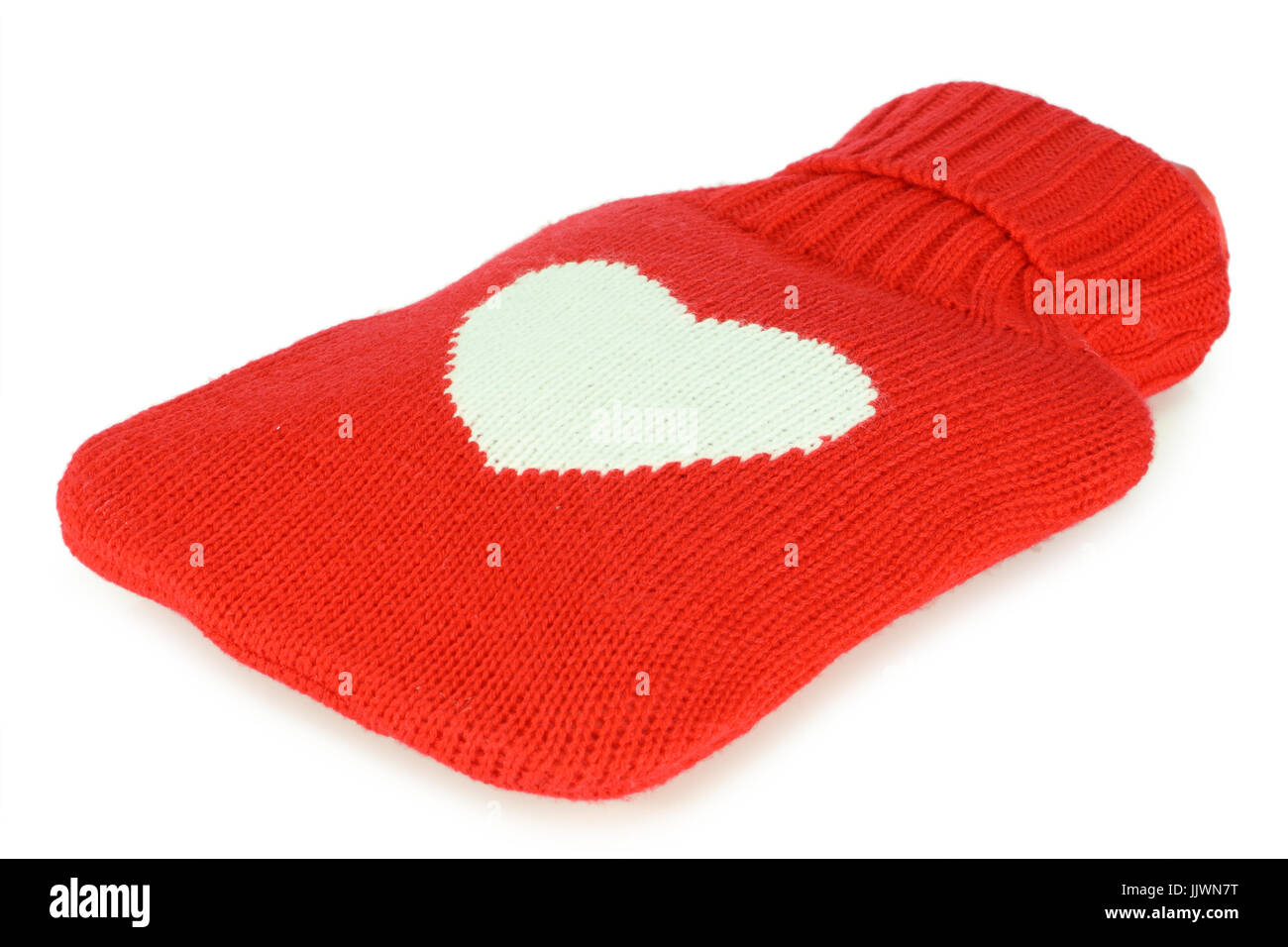 Filled red hot water bottle. White background Stock Photo - Alamy