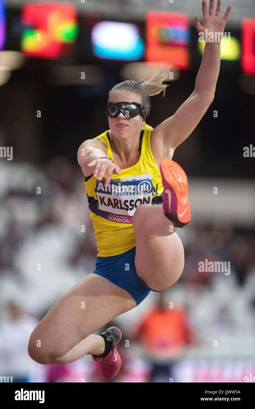 Sweden's Viktoria Karlsson in the Women's Long Jump T11 Final during ...