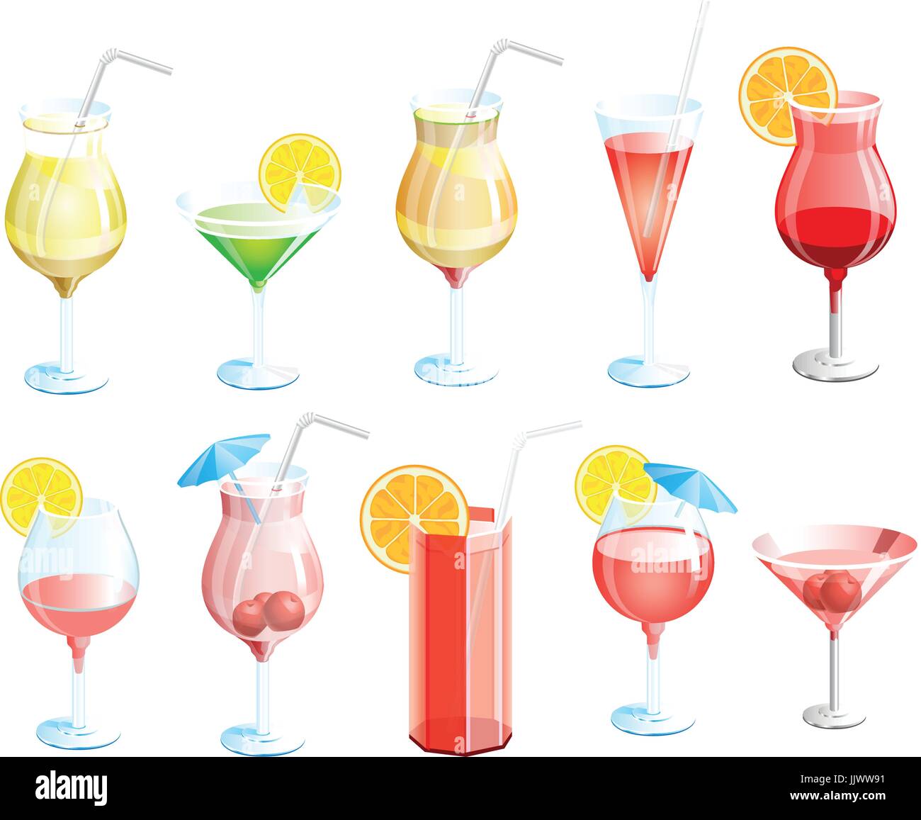Glasses alcohol cocktails in Stock Vector Images - Alamy