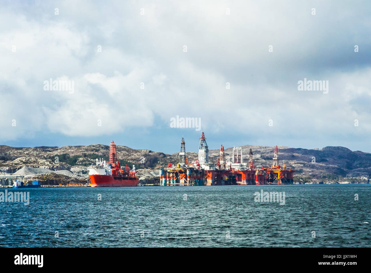 Oil platforms under maintenance near Bergen, Norway Stock Photo - Alamy