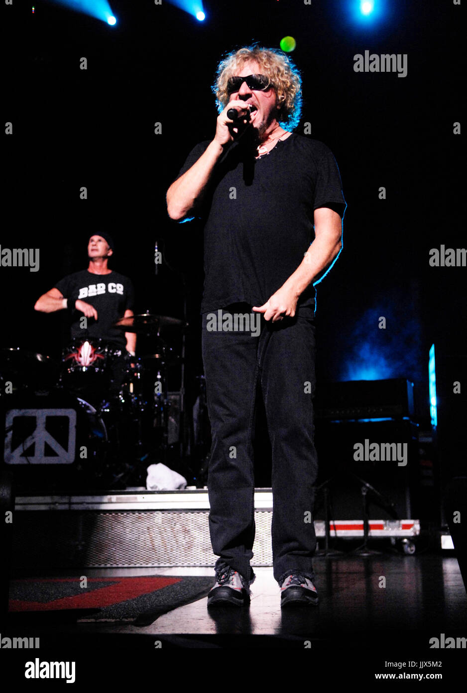 (L-R) Chad Smith Sammy Hagar Chickenfoot perform Gibson Amphitheatre ...