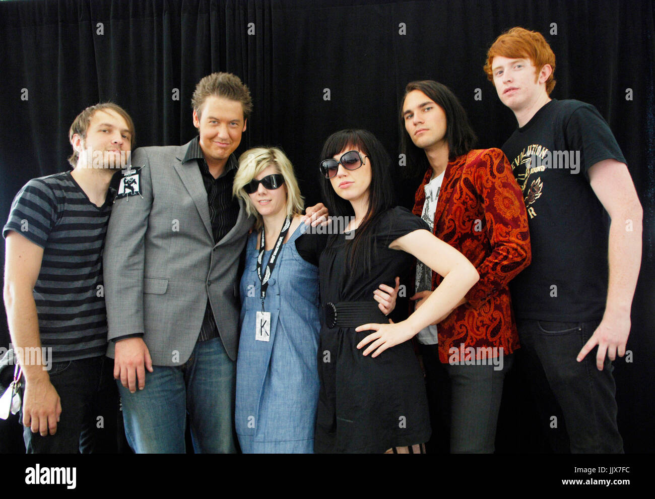 Radio personality Kat Corbett poses New Years Day 2007 KROQ LA Invasion ...