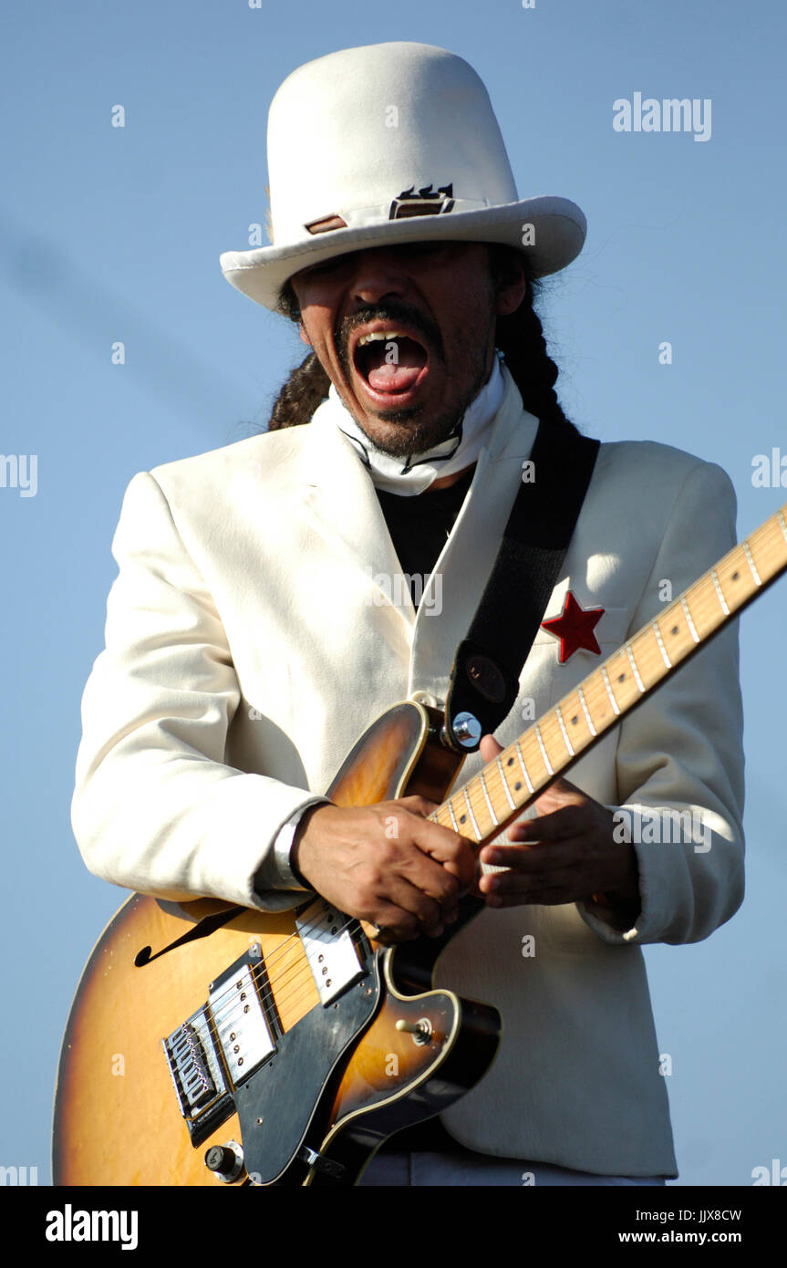 Ruben Albarran Cafe Tacvba performing 2008 Coachella festival Indio ...