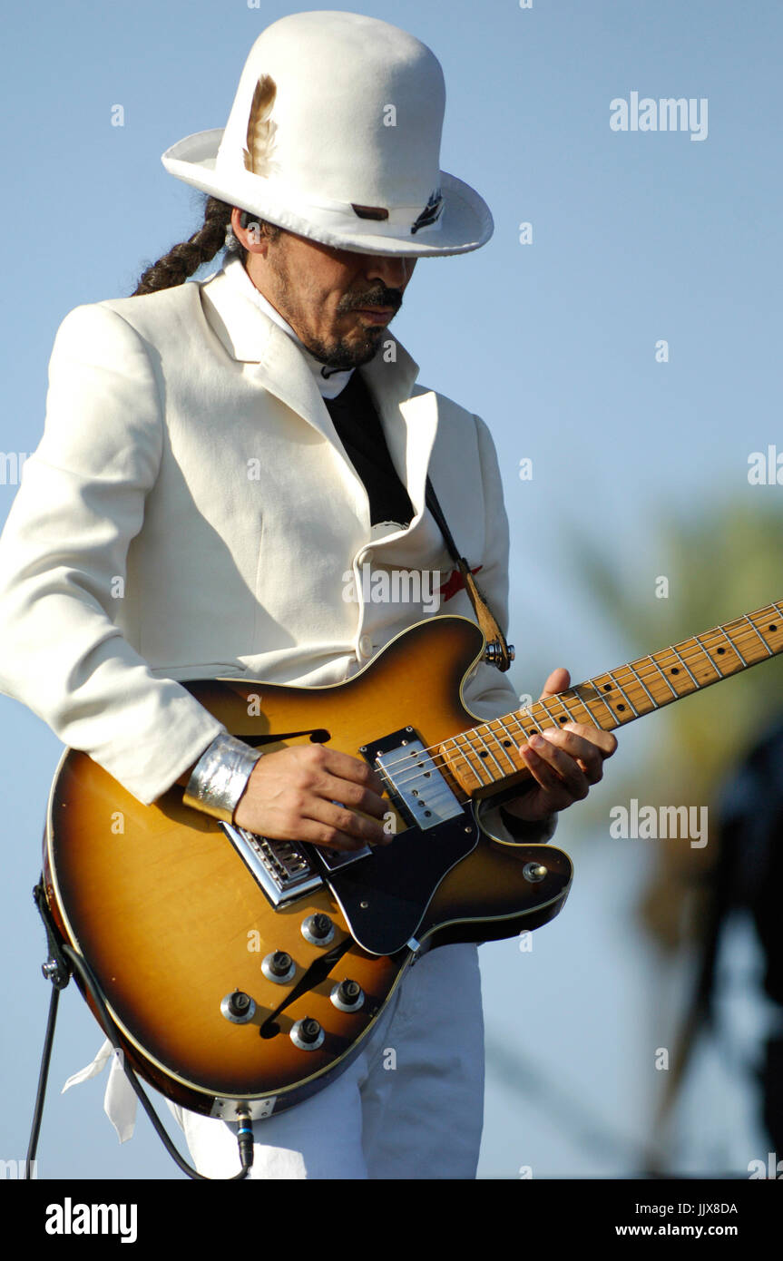Ruben Albarran Cafe Tacvba performing 2008 Coachella festival Indio ...