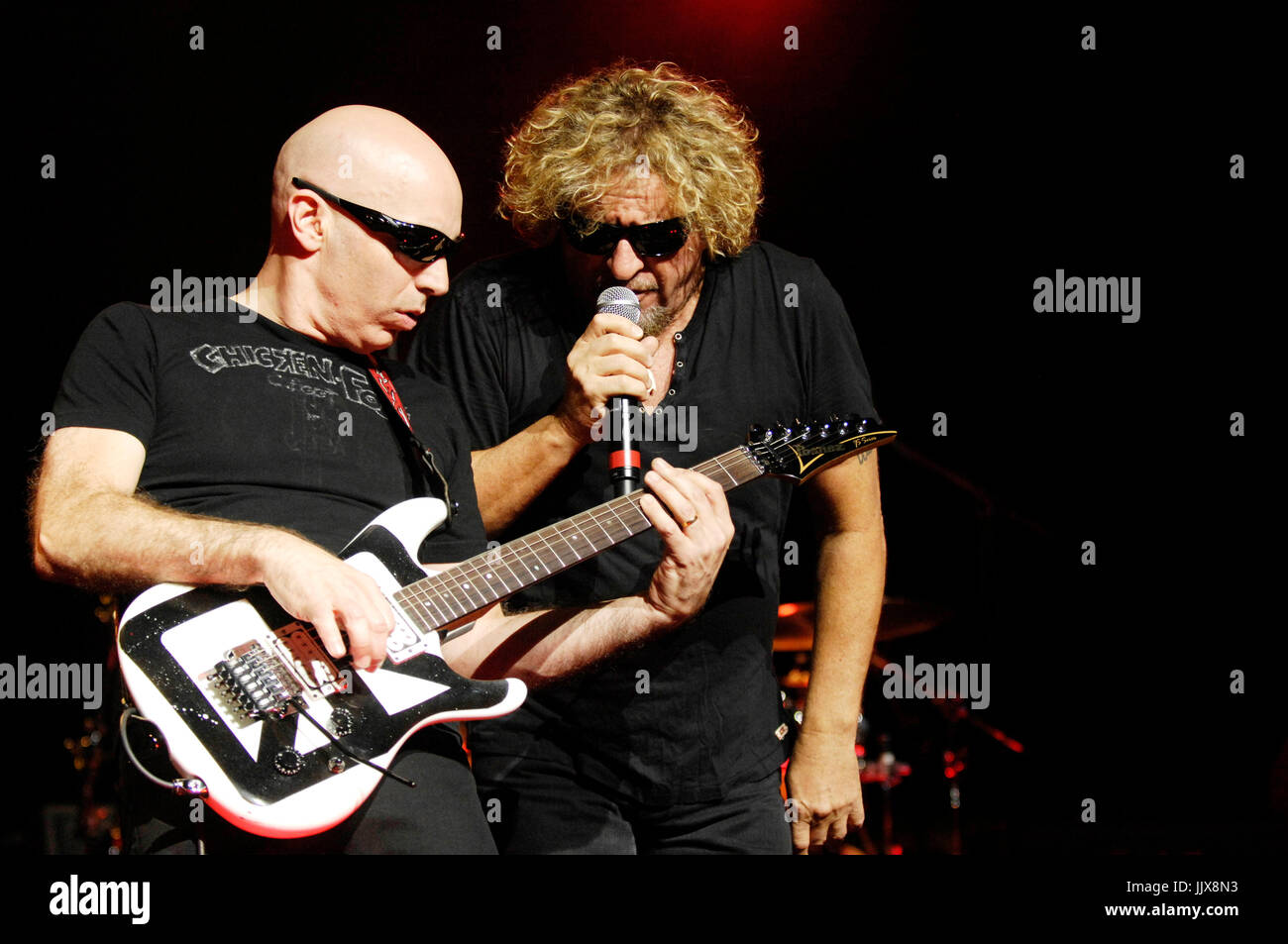 (L-R) Joe Satriani Sammy Hagar Chickenfoot perform Gibson Amphitheatre ...