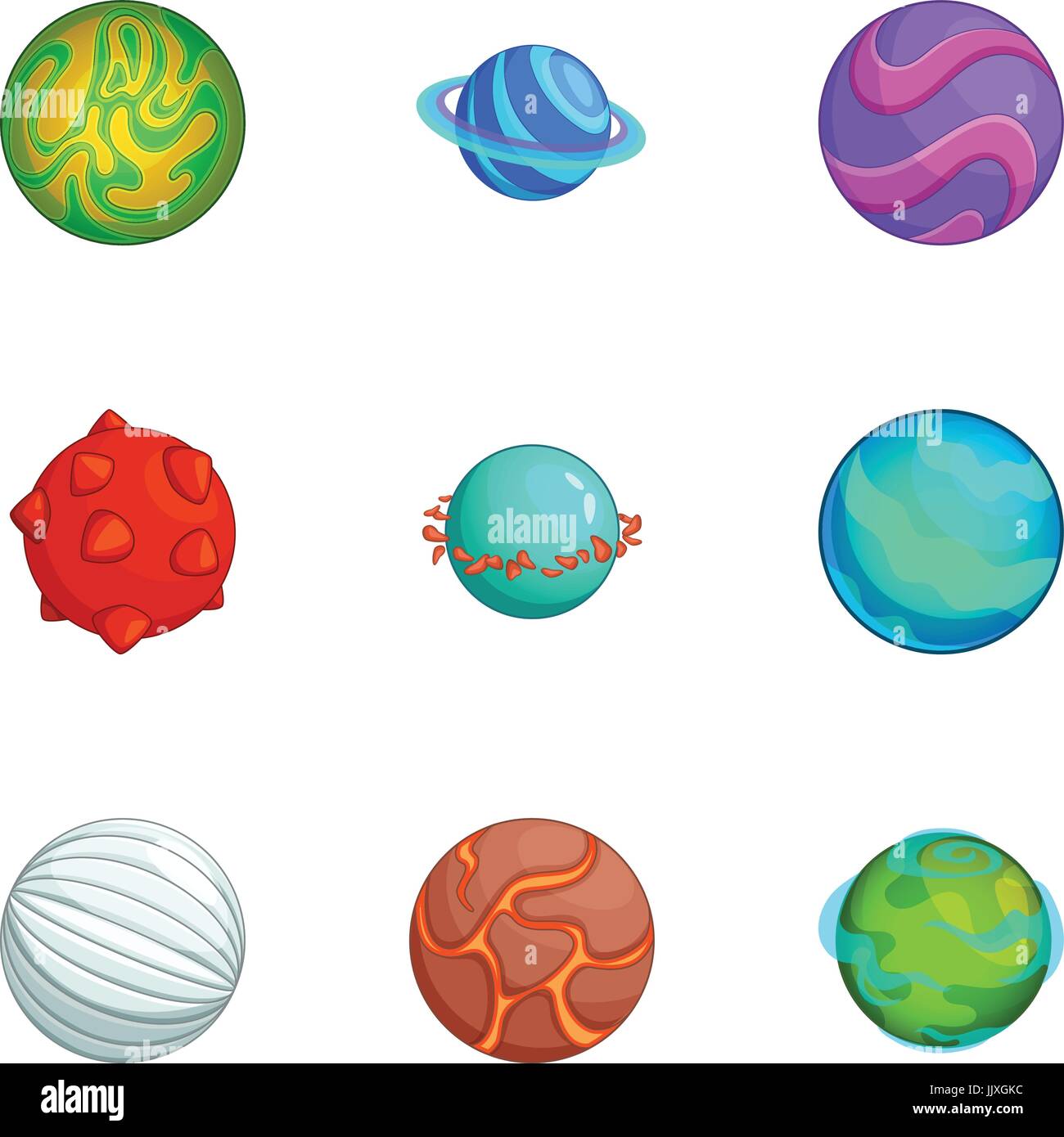 Fantastic planets icons set, cartoon style Stock Vector Image & Art - Alamy