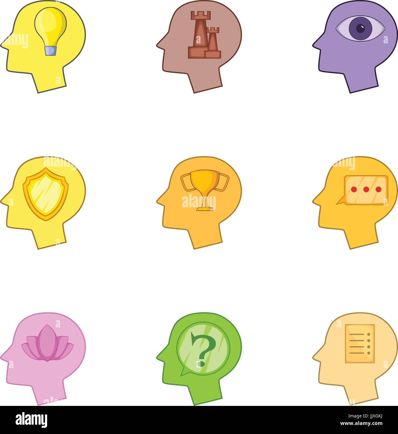 Human head with different thoughts icons set Stock Vector Image & Art ...