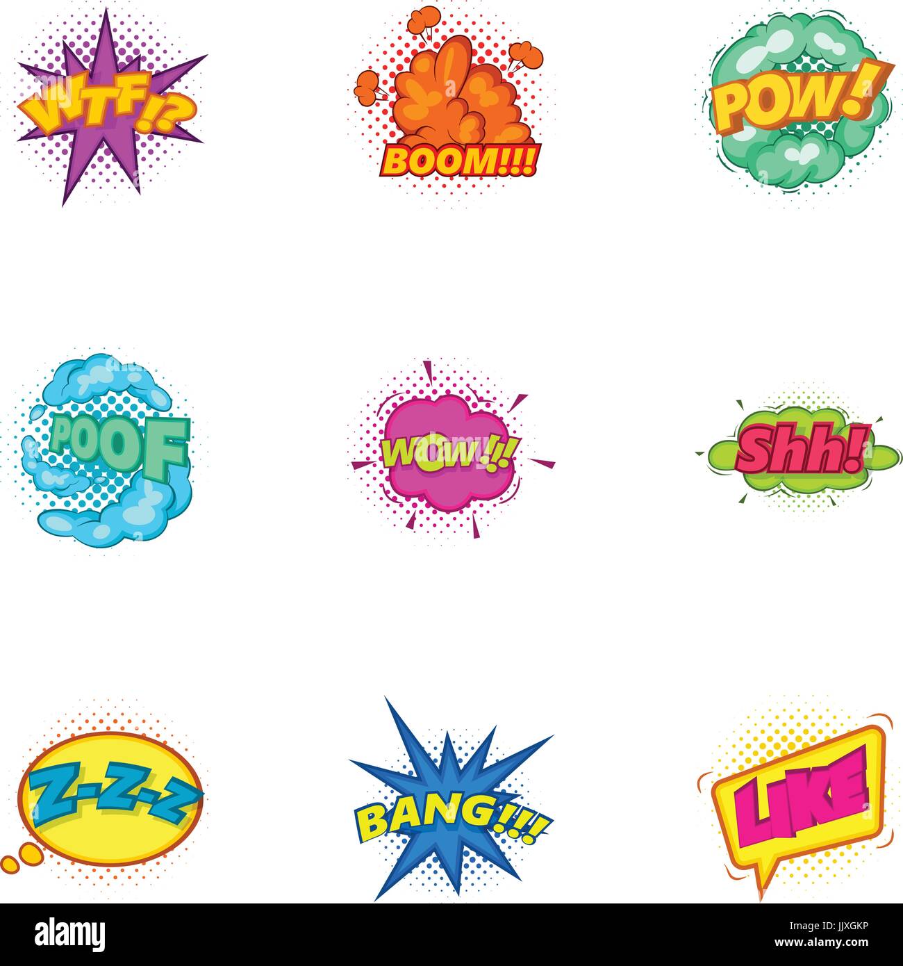 Explosive sticker with pop art shadow icons set Stock Vector Image ...
