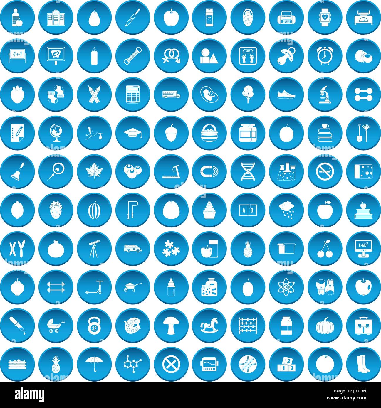 100 apple icons set blue Stock Vector Image & Art - Alamy