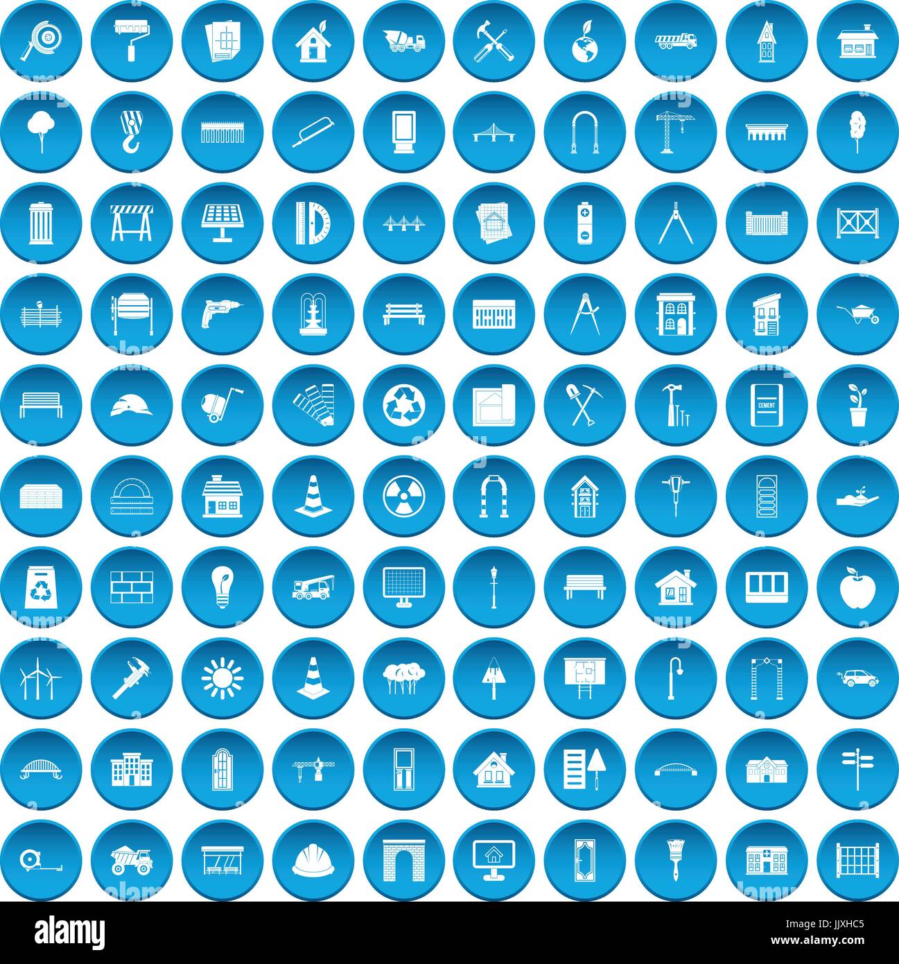 100 architecture icons set blue Stock Vector Image & Art - Alamy