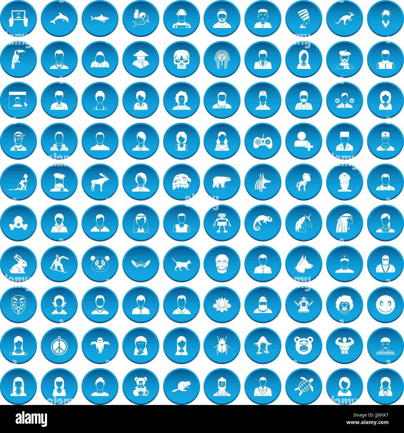 100 avatar icons set blue Stock Vector Image & Art - Alamy