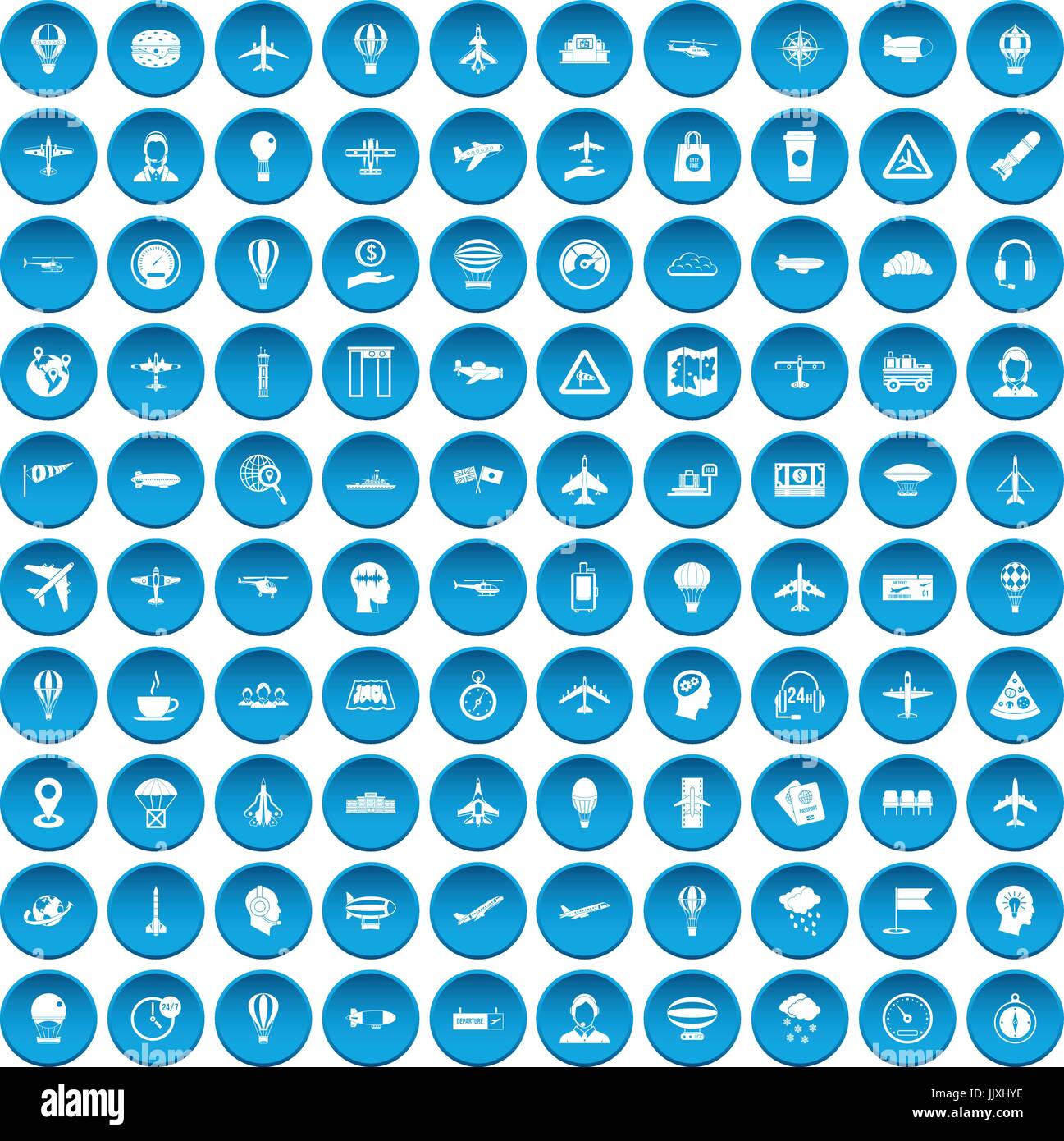 100 aviation icons set blue Stock Vector Image & Art - Alamy