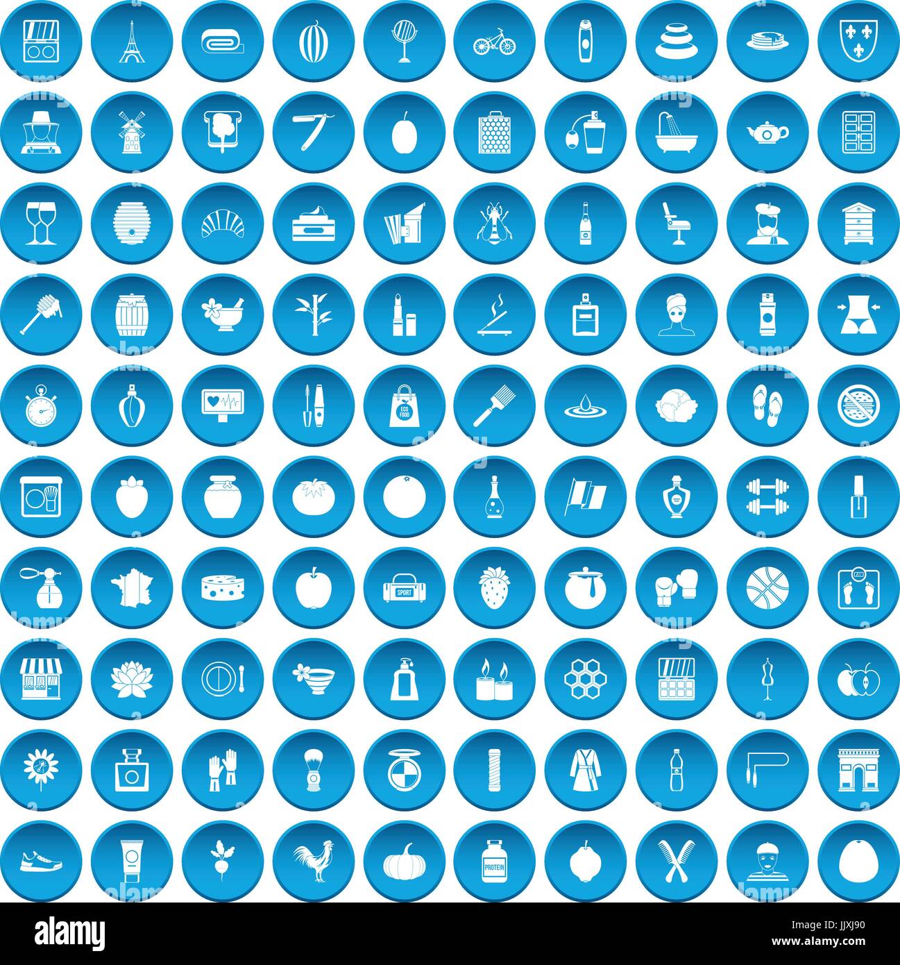 100 beauty product icons set blue Stock Vector Image & Art - Alamy