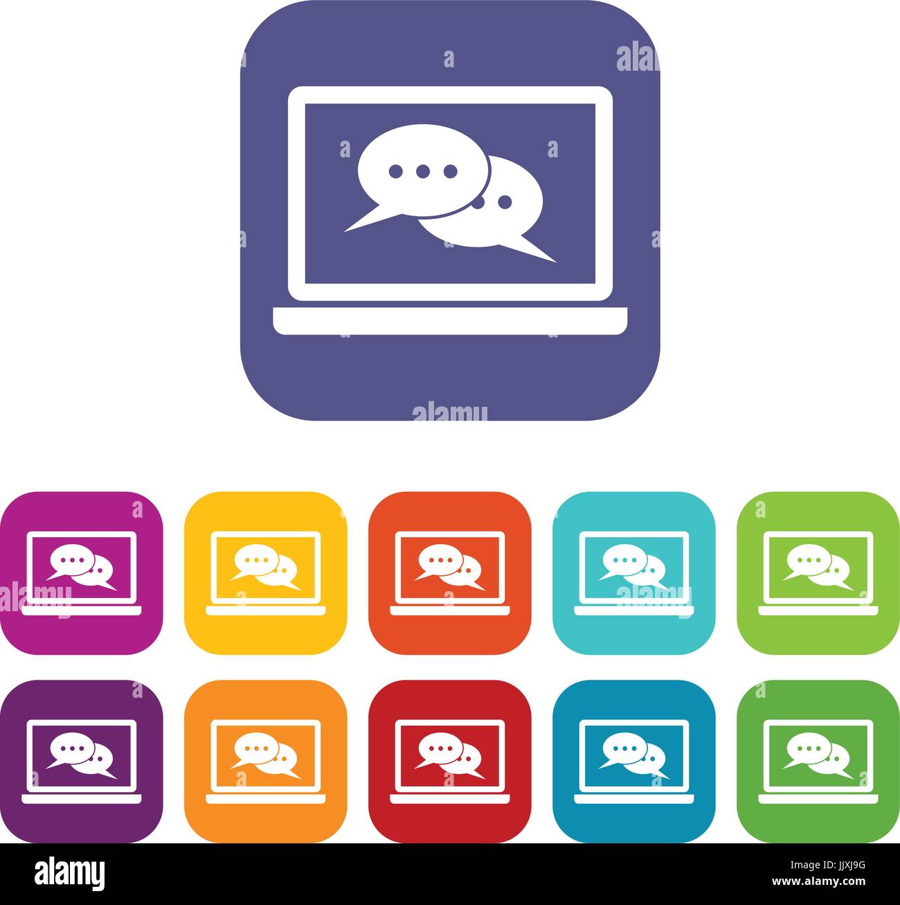 Speech bubbles on laptop screen icons set Stock Vector Image & Art - Alamy