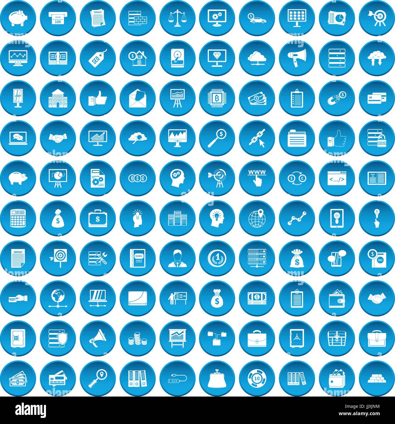 100 business process icons set blue Stock Vector Image & Art - Alamy